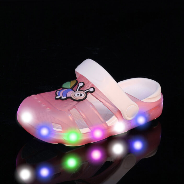 Kids Boys Girls LED Light Up Garden Shoes Clogs Slippers Toddler Slip ...
