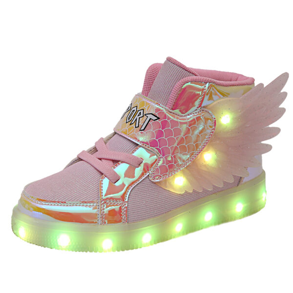 LED Light Up Shoes Kids Boys Girls 4 Color Flashing Wings Sneakers ...