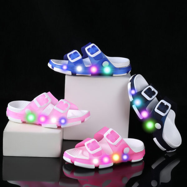 Boys Kids Girls Light Up Clogs Slippers Toddler Slip On Beach Sandals ...